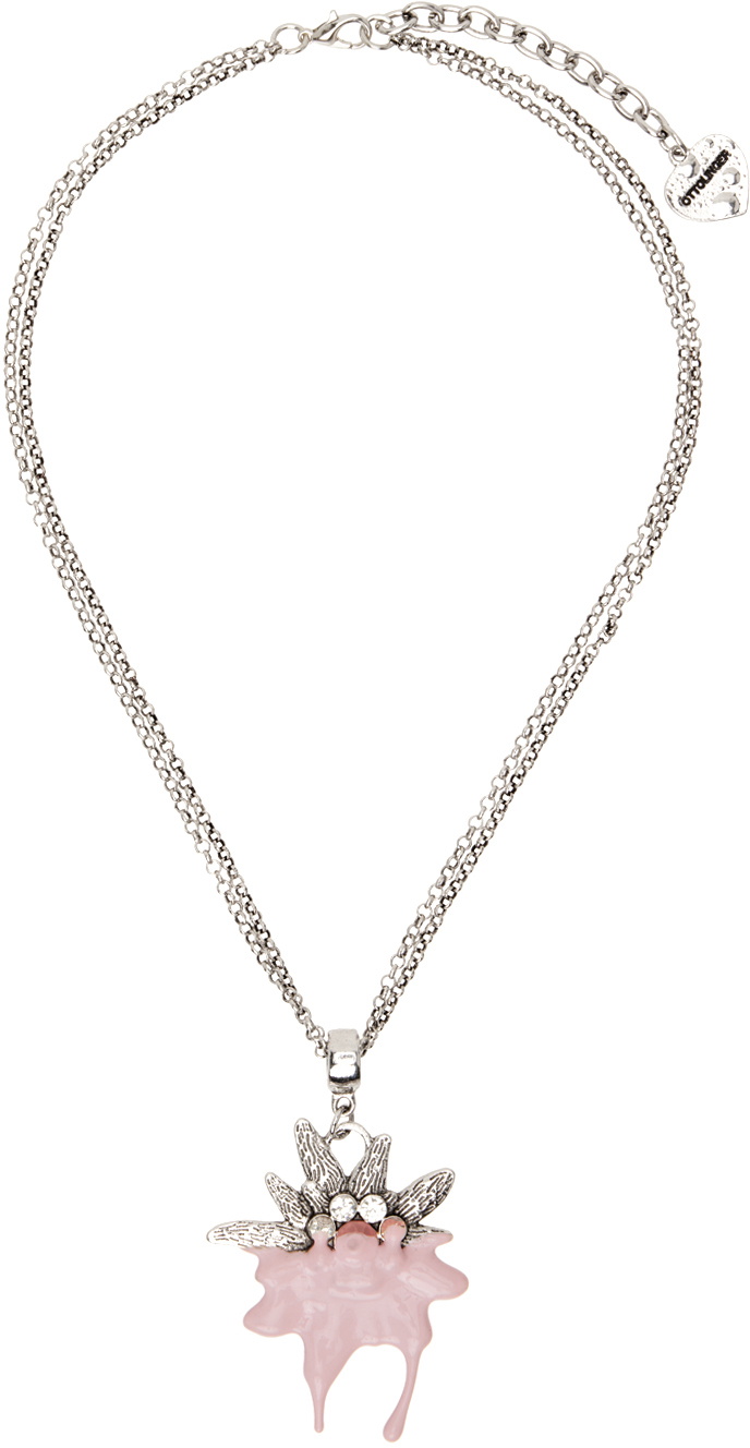 Ottolinger Silver & Pink Dipped Edleweiss Necklace Ottolinger