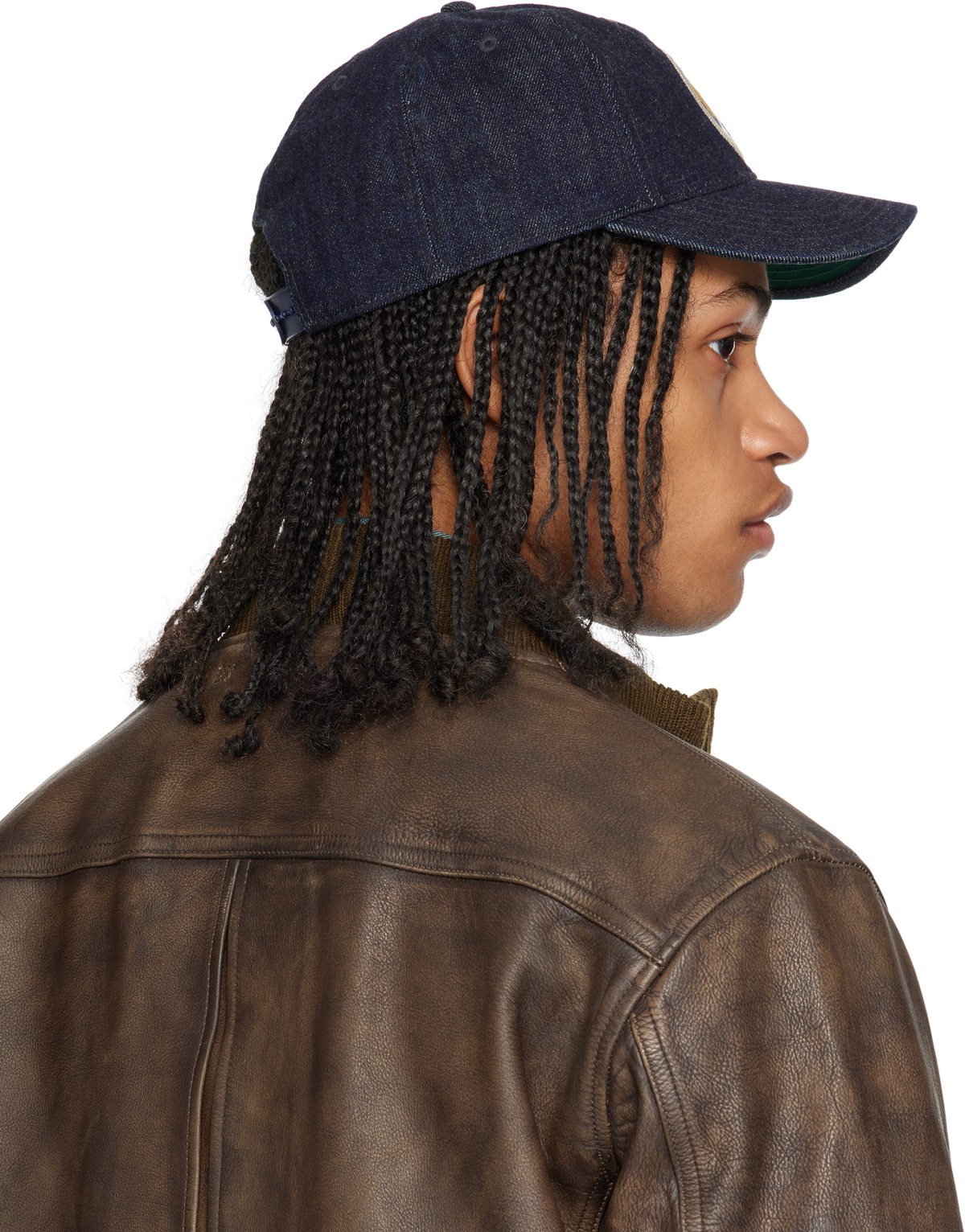 RRL Navy Winged-Logo Denim Ball Cap RRL