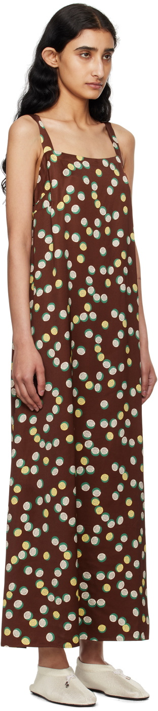 Bode Brown Bubble Dot Maxi Dress Bode