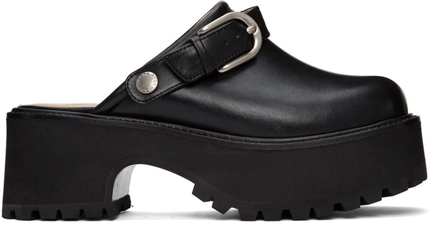 Marge Sherwood Black Leather 70s Clogs Marge Sherwood
