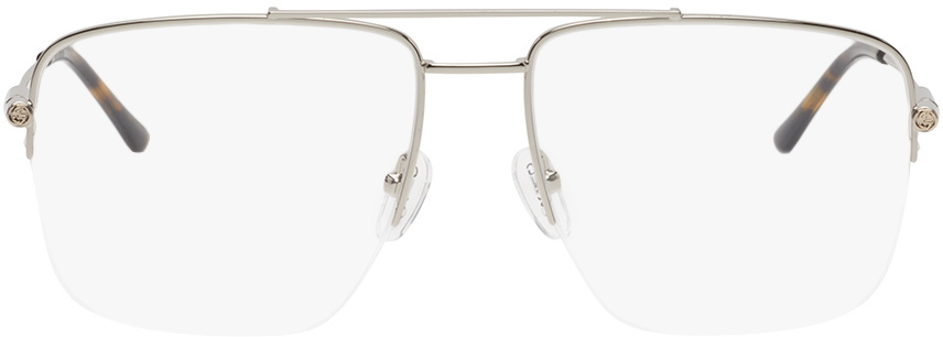 Gucci Silver Aviator Glasses Gucci