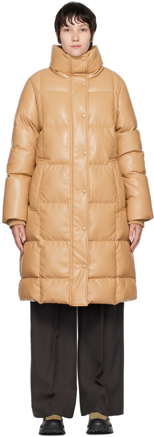 BOSS Beige Quilted Faux-Leather Down Jacket BOSS