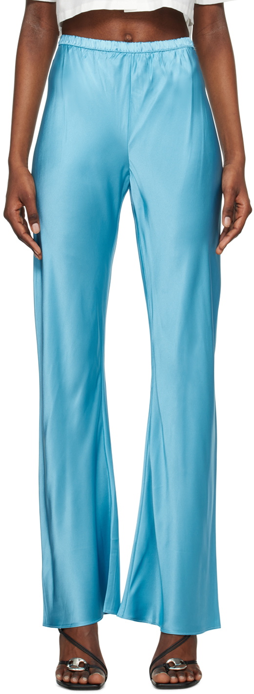 Silk Laundry Blue Flared Lounge Pants Silk Laundry