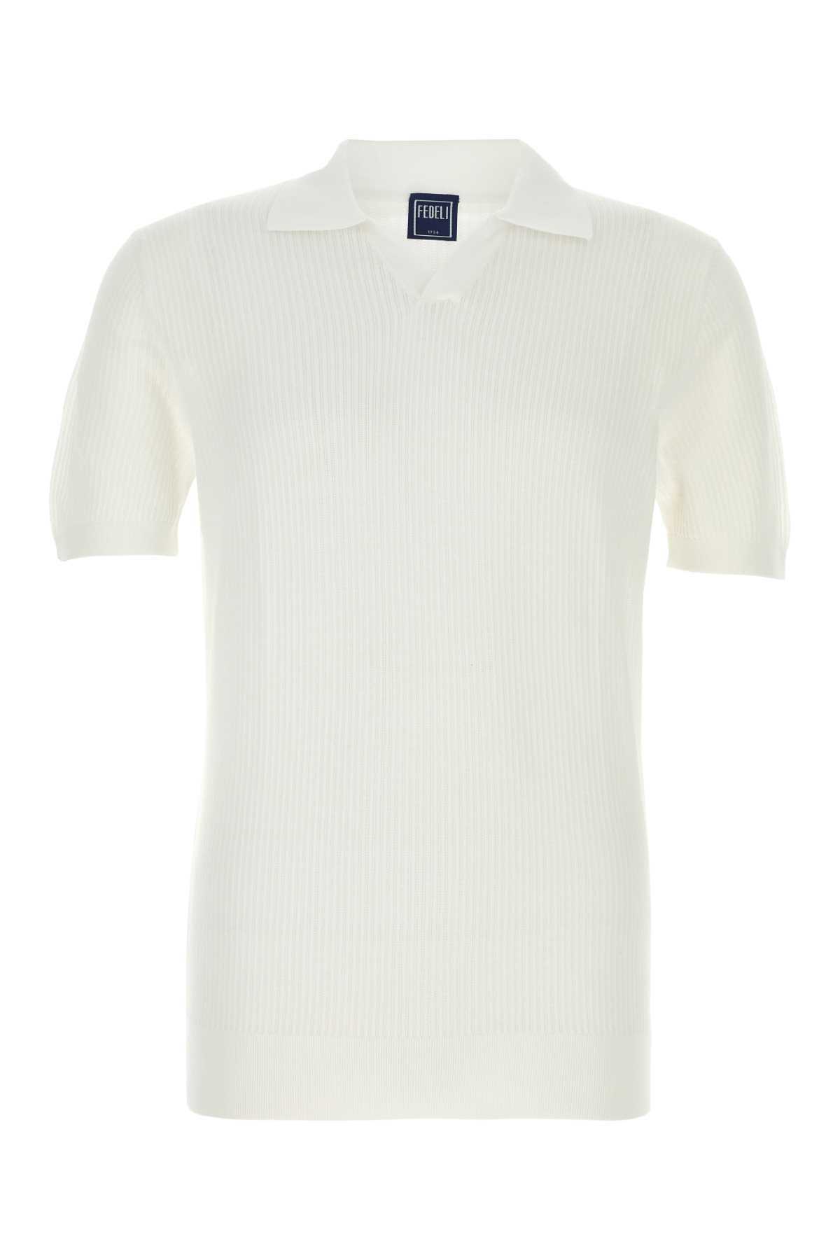 Fedeli White Cotton Polo Shirt Fedeli
