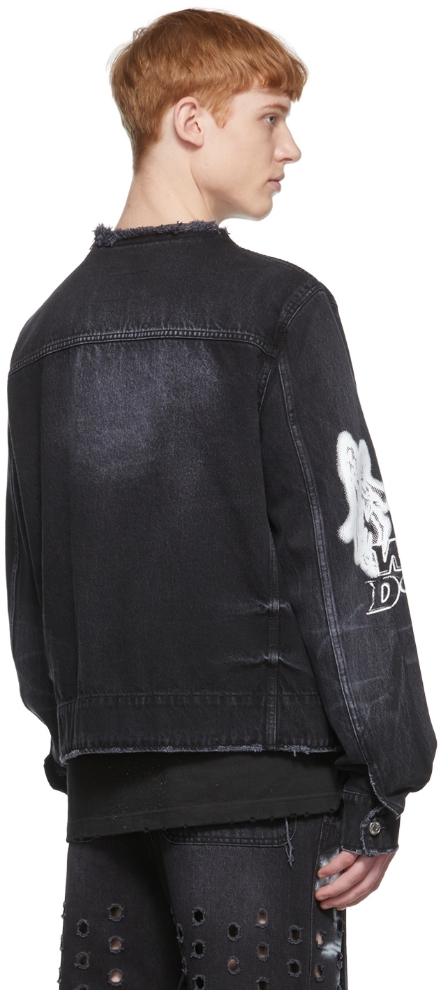 We11done Black Faded Denim Jacket We11done