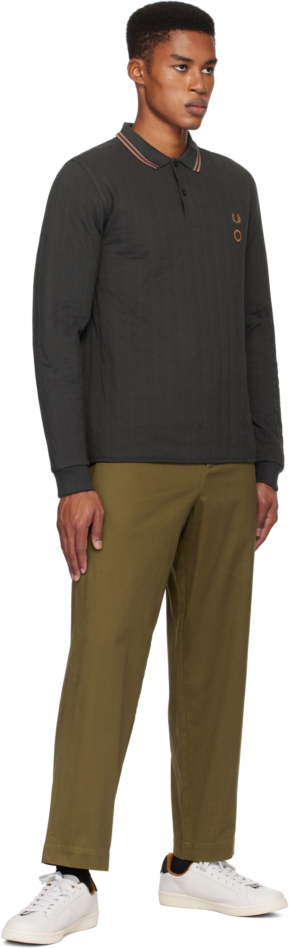 Craig Green Gray Fred Perry Edition Long Sleeve Quilted Polo Craig Green