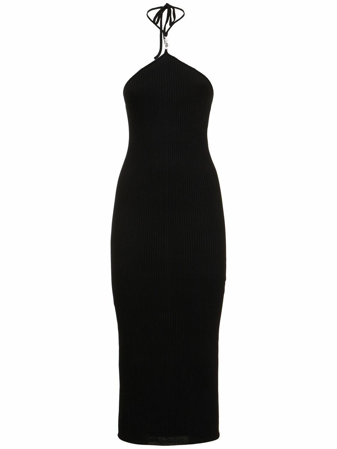 AMIRI Cotton Blend Knit Halter Neck Midi Dress Amiri
