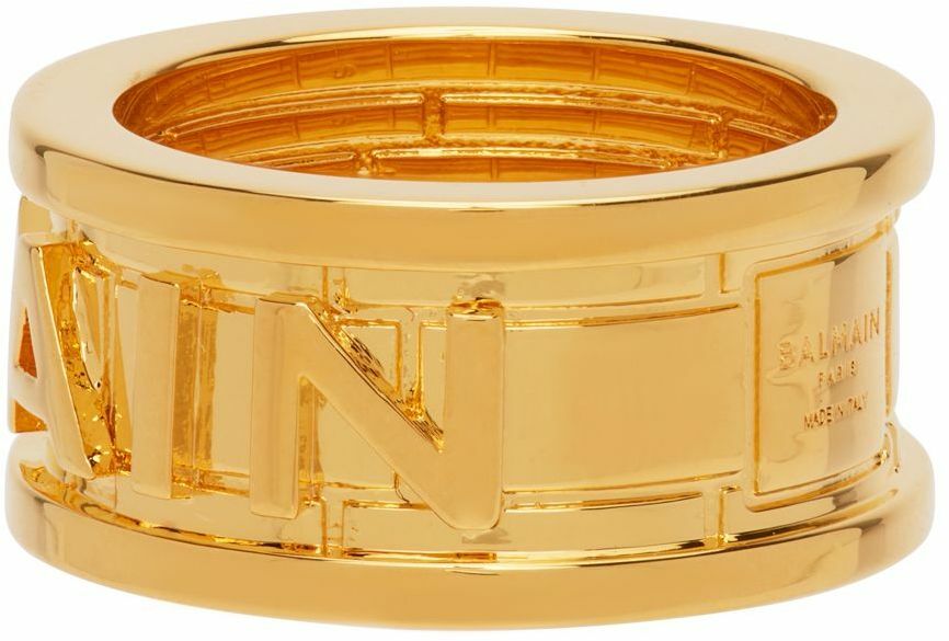 Balmain Gold Tubular Chain Ring Balmain