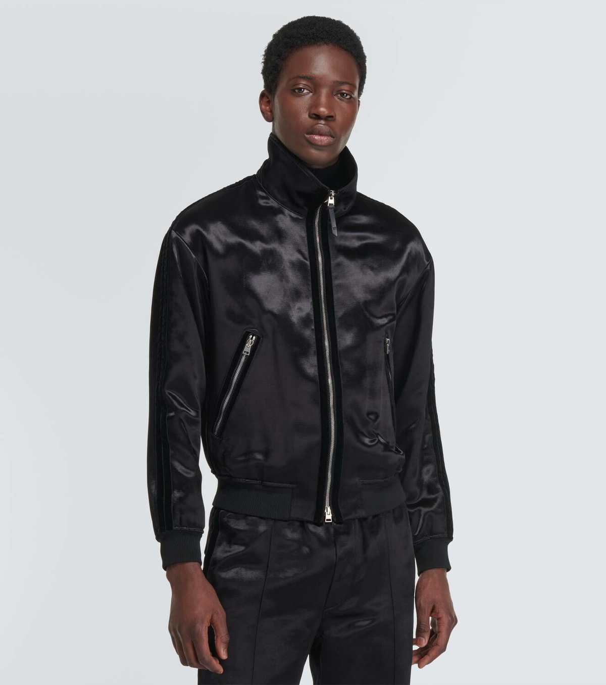 Tom Ford Velvet-trimmed satin track jacket TOM FORD