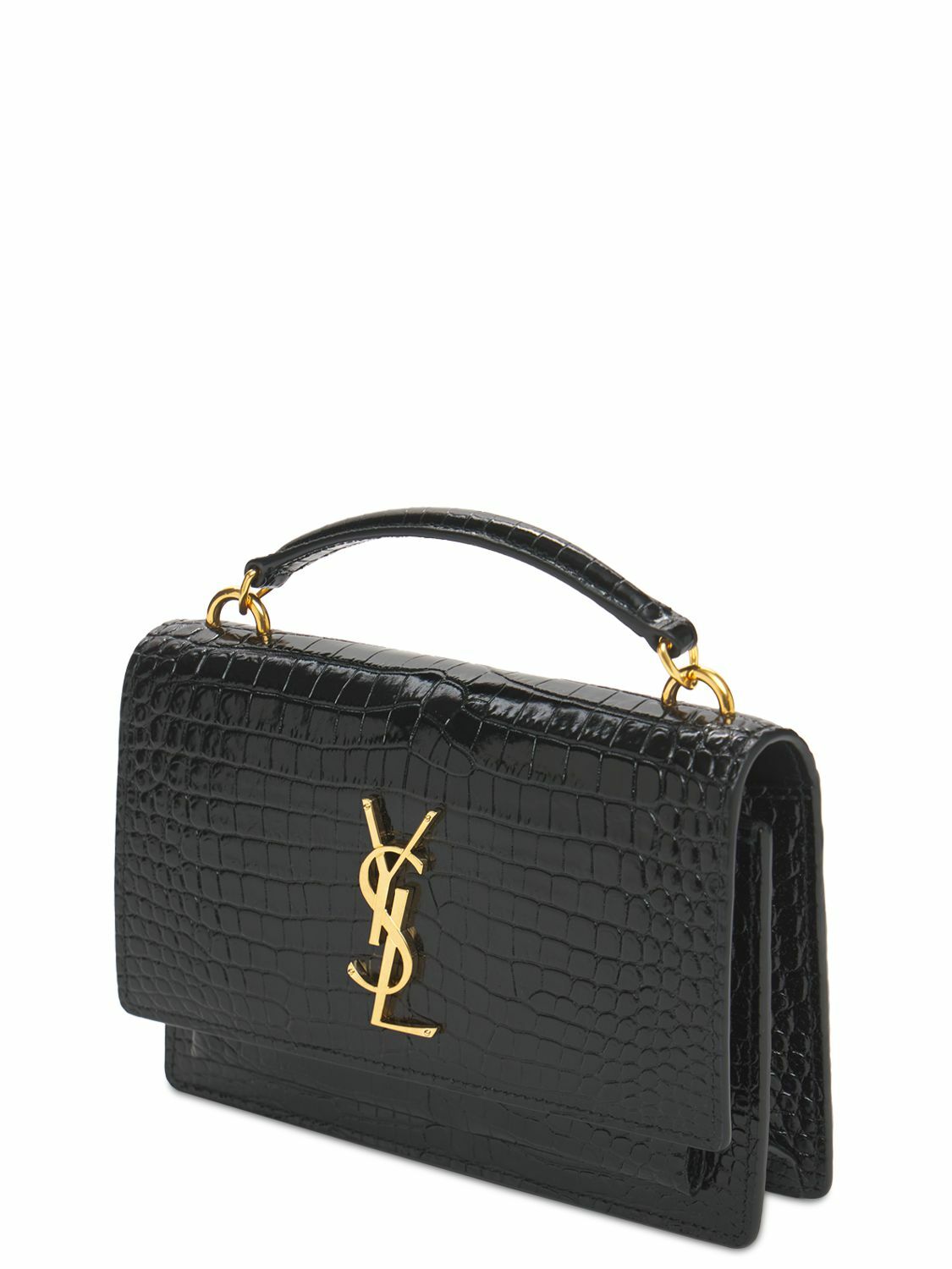 SAINT LAURENT - Sunset Croc Embossed Chain Wallet Saint Laurent