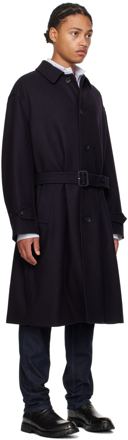 Bally Navy Belted Coat Bally