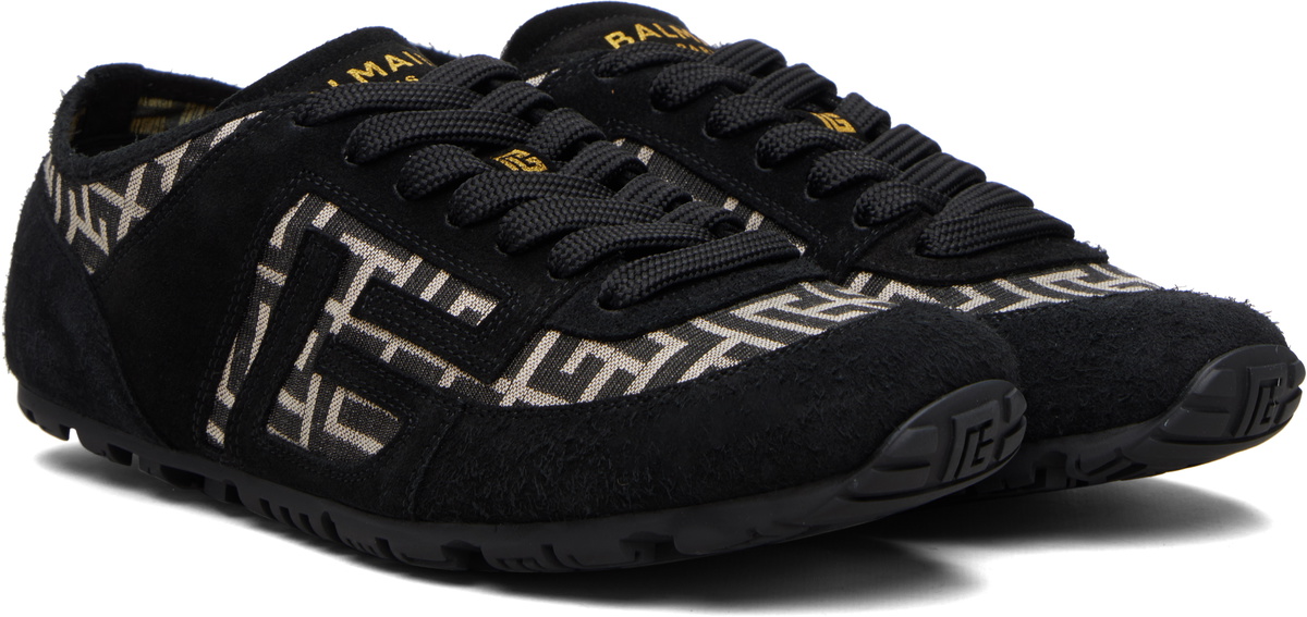 Balmain Black Racer 45 Monogram Jacquard Sneakers Balmain