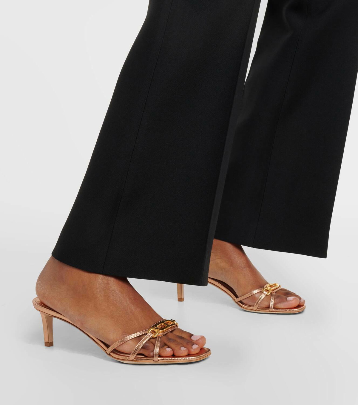 Tom Ford Monogram metallic leather mules TOM FORD