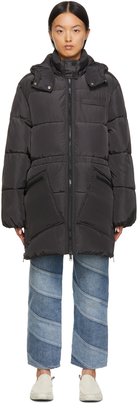 GANNI Black Puffer Coat GANNI