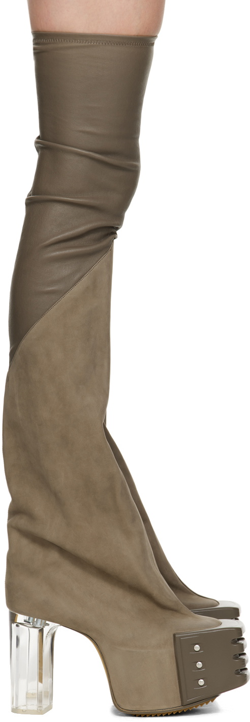 Rick Owens Gray Flared Platform Boots Rick Owens