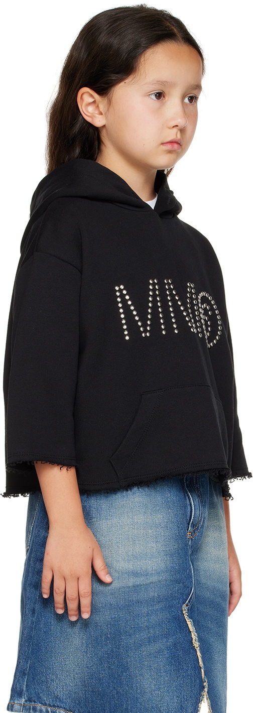 MM6 Maison Margiela Kids Black Studded Hoodie MM6 Maison Margiela