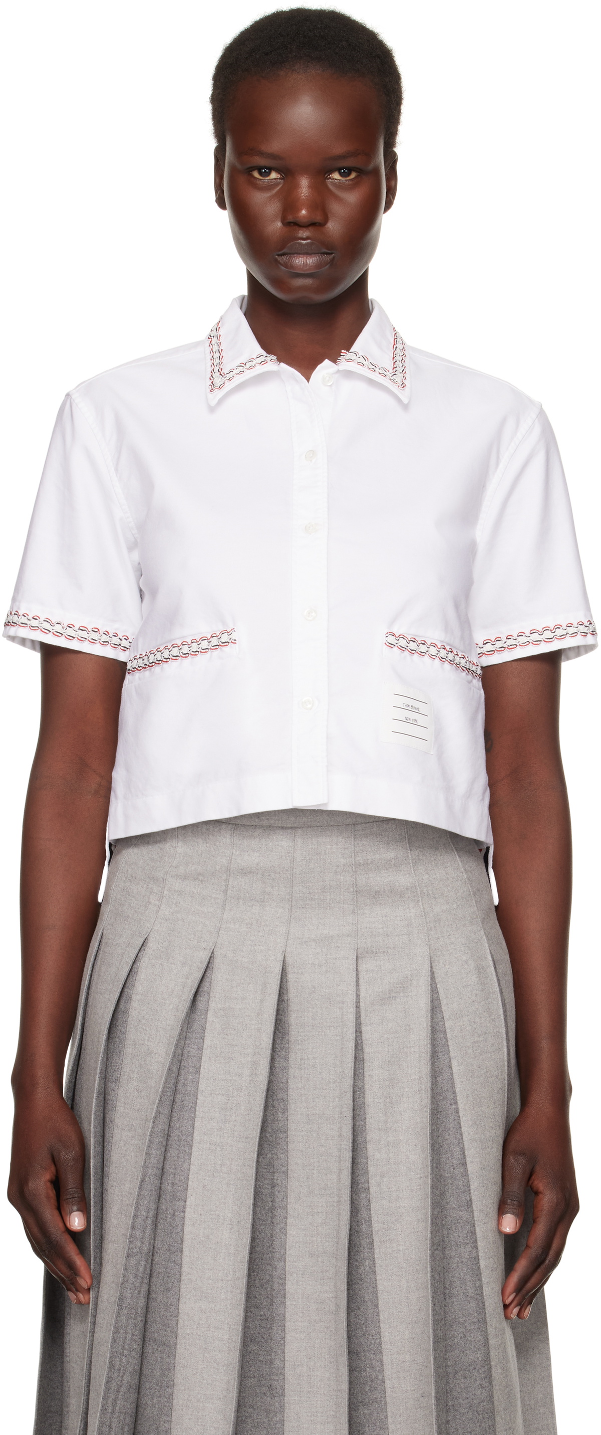 Thom Browne White Drop Back Cropped Shirt Thom Browne