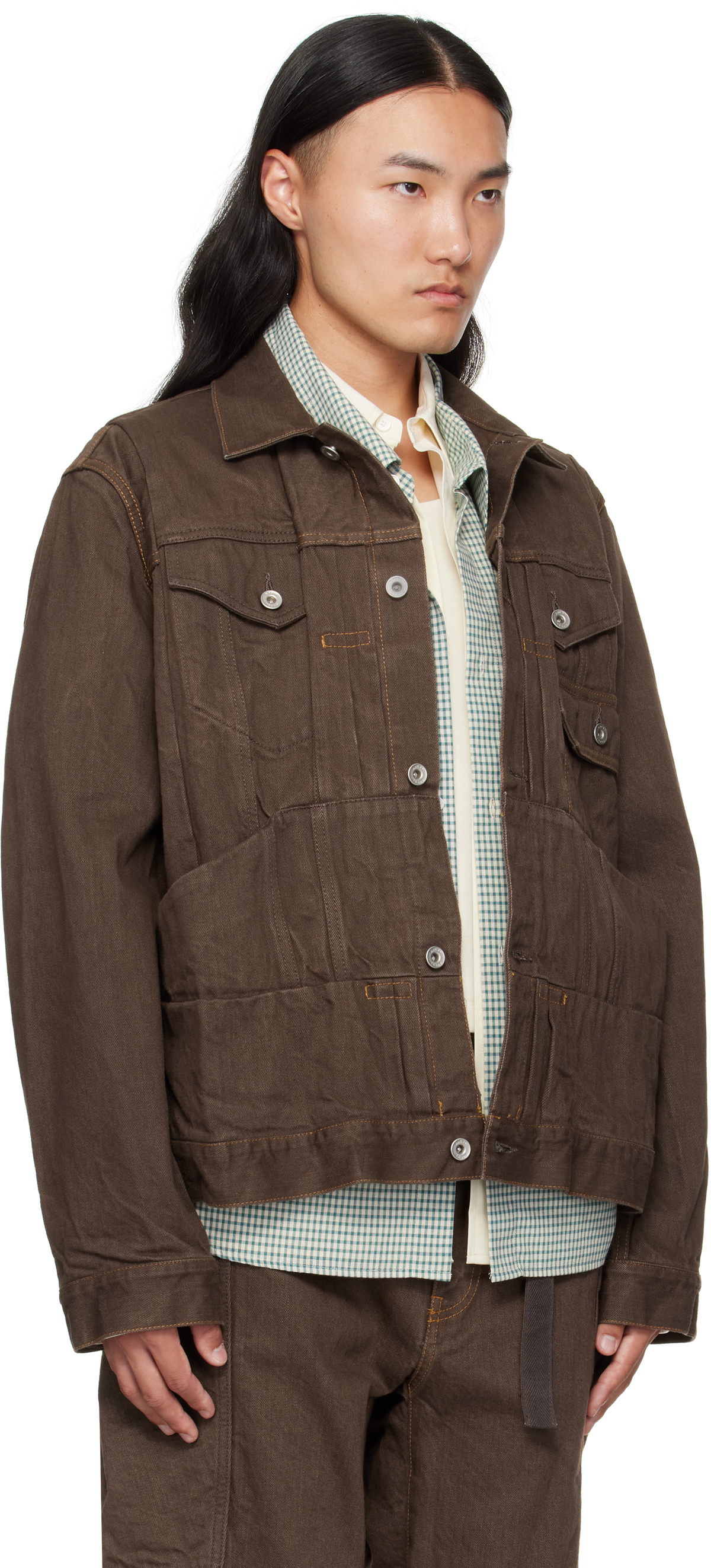 sacai Brown Cotton Denim Jacket Sacai