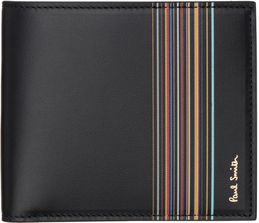 Paul Smith Black Leather Signature Stripe Block Billfold Wallet Paul Smith