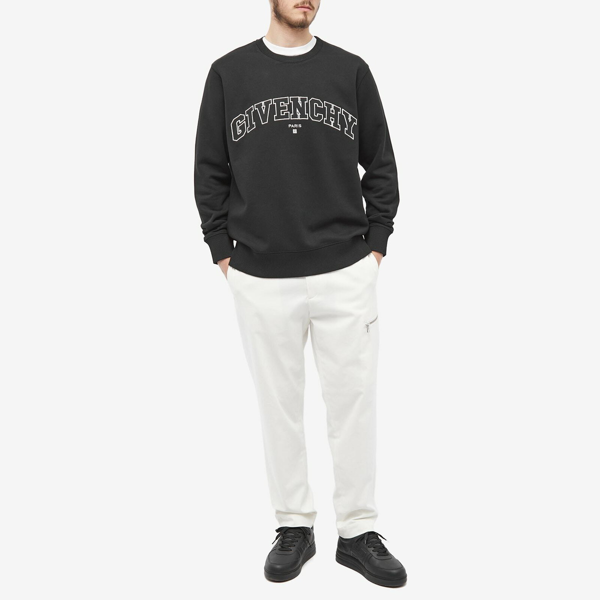 Givenchy Men's College Embroidered Logo Crew Sweat in Black Givenchy