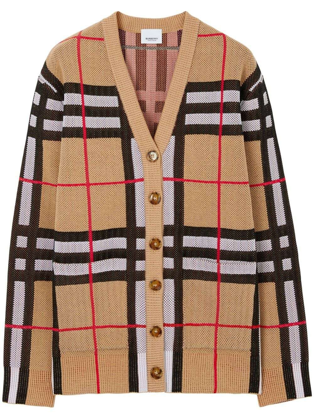BURBERRY - Check Motif Nylon Cardigan Burberry