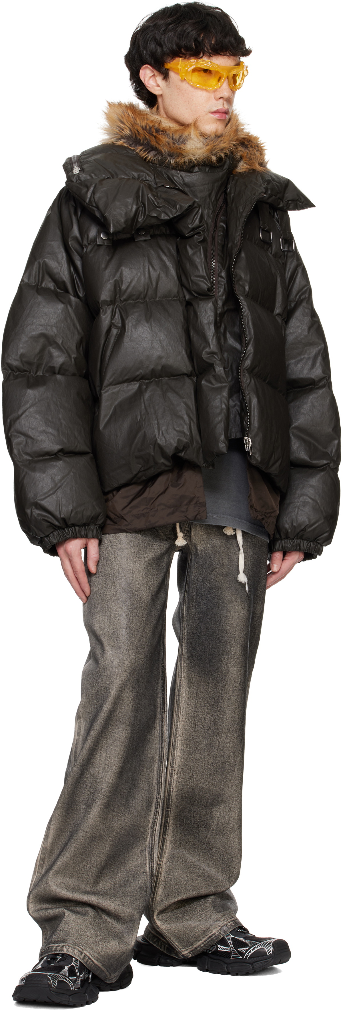 Ottolinger Brown Deconstructed Double Zip Puffer Jacket Ottolinger