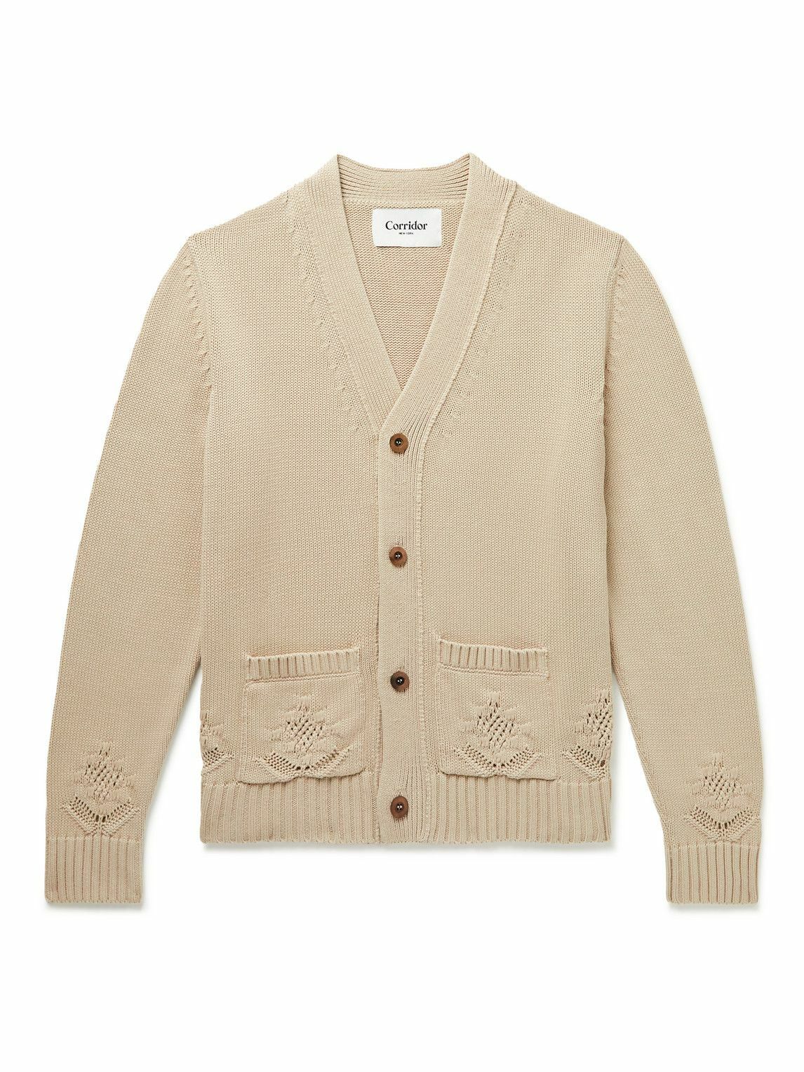 Corridor - Pointelle-Detailed Cotton Cardigan - Neutrals Corridor