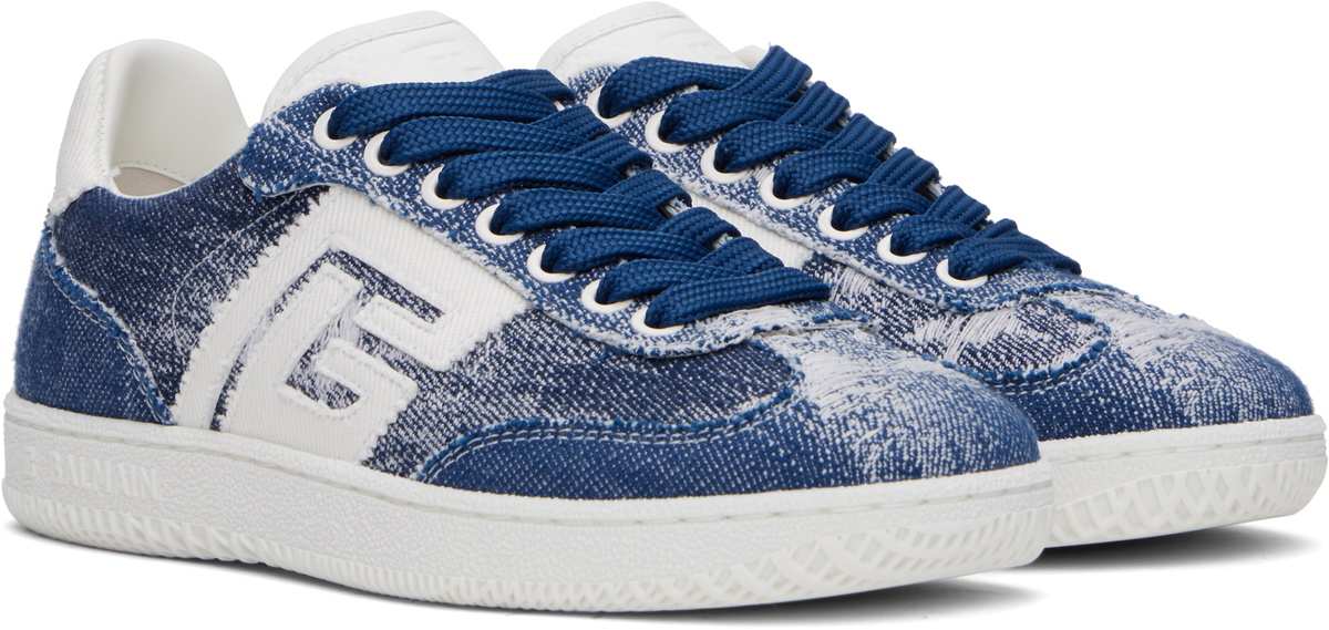 Balmain Blue Denim 'Balmain' Swan Sneakers Balmain