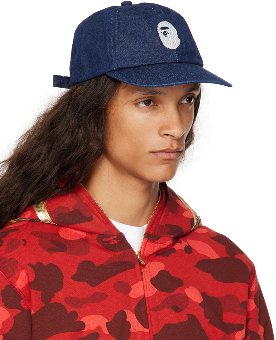 BAPE Navy Ape Head Cap A Bathing Ape
