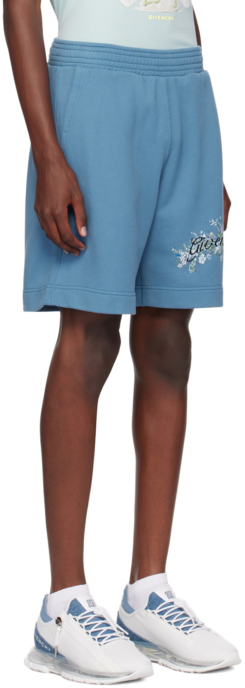 Givenchy Blue Floral Logo Shorts Givenchy