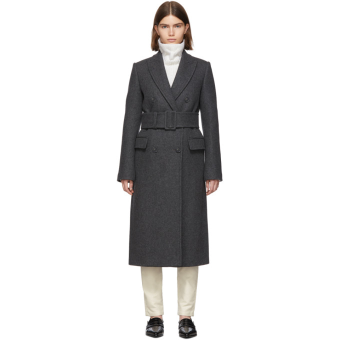 Helmut Lang Grey Wool Double-Breasted Coat Helmut Lang