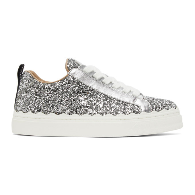 Chloe Silver Glitter Lauren Sneakers Chloe