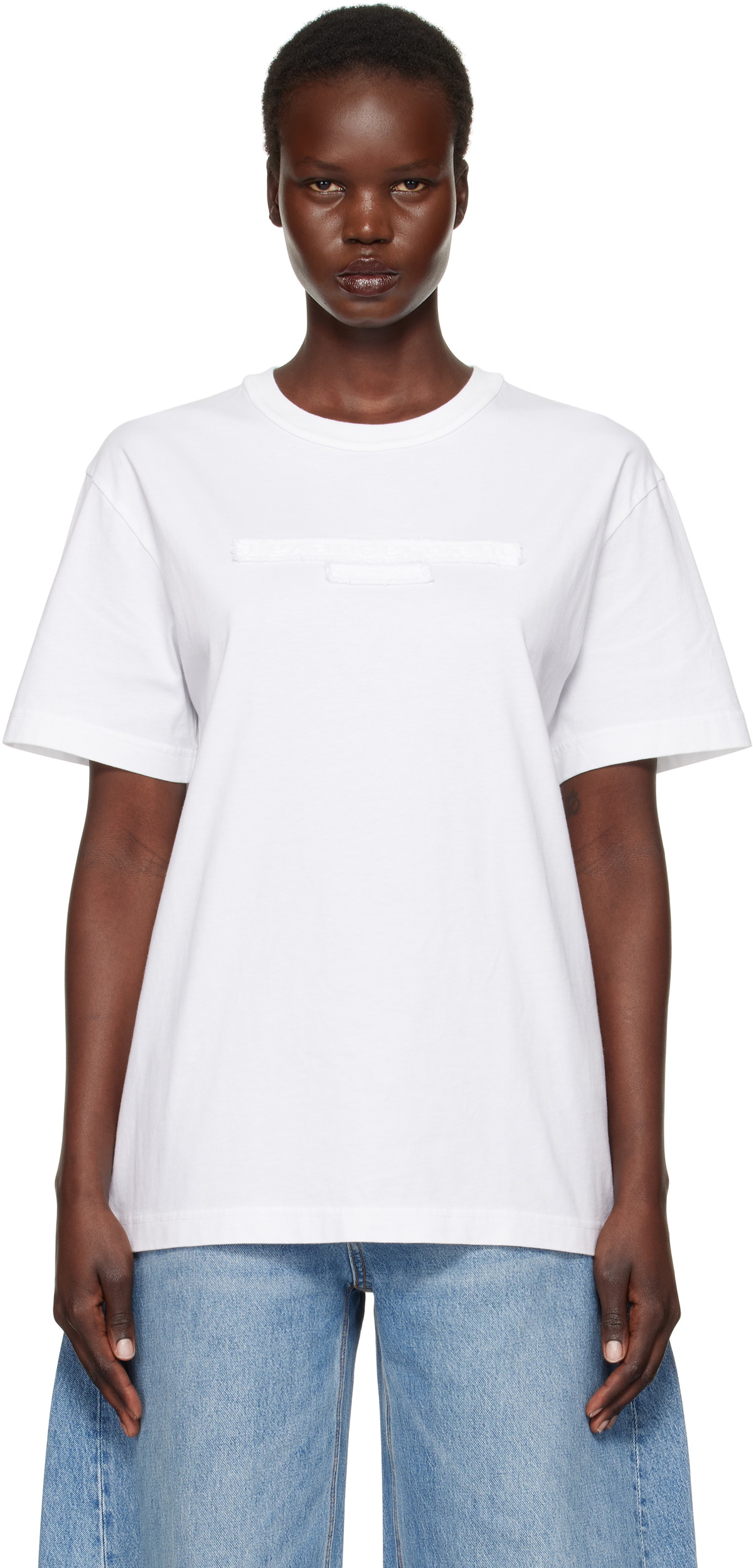 Alexander Wang White Distressed Logo T-shirt Alexander Wang