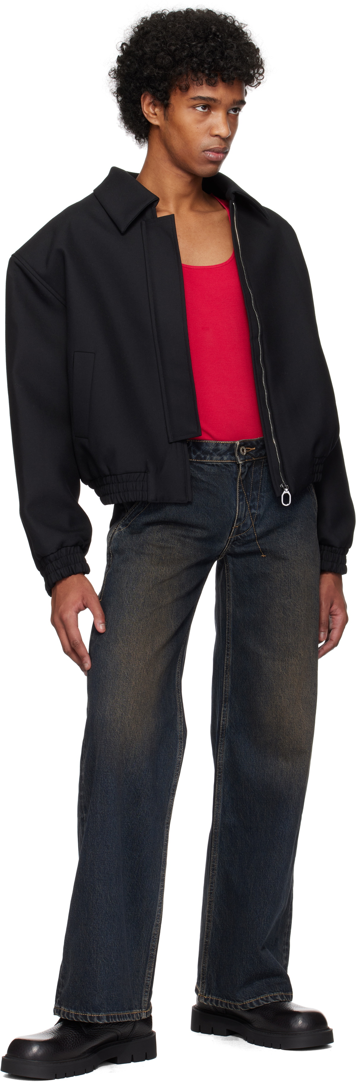 Fax Copy Express Black Zip Shoulder Jacket Fax Copy Express