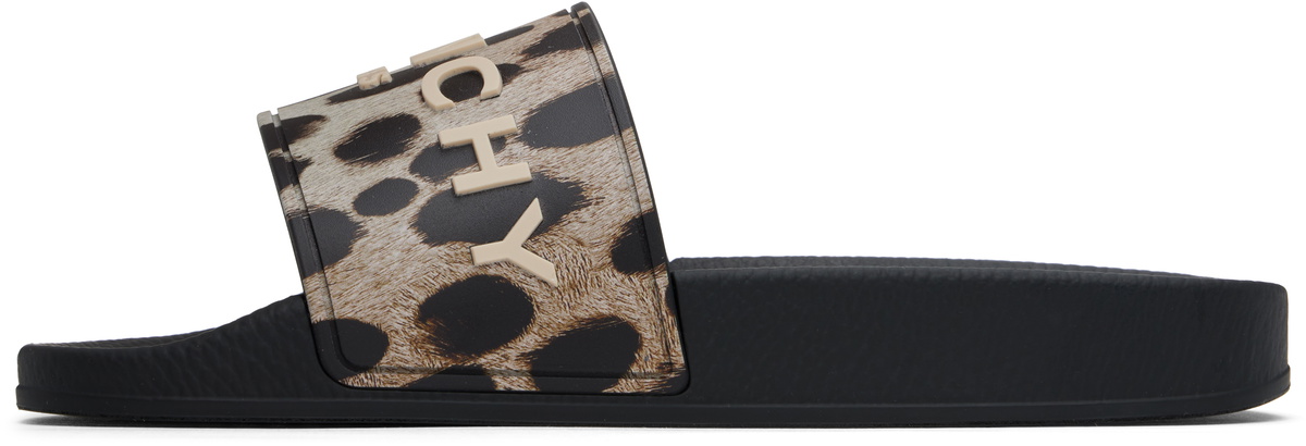 Givenchy Black & Beige Rubber Pool Slides Givenchy