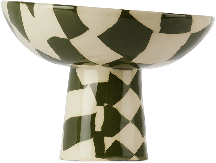 Henry Holland Studio Green & White Check Chalice Bowl Henry Holland Studio