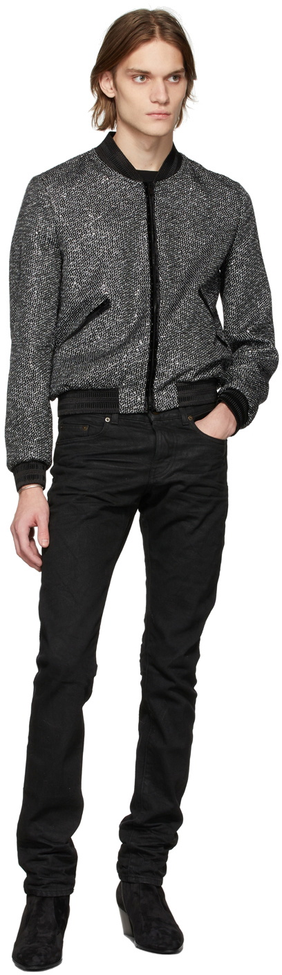 Saint Laurent Black Slim Fit Coated Jeans Saint Laurent