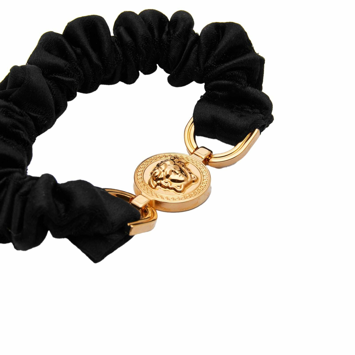 Versace Women's Medusa Head Scrunchie in Black Gold Versace