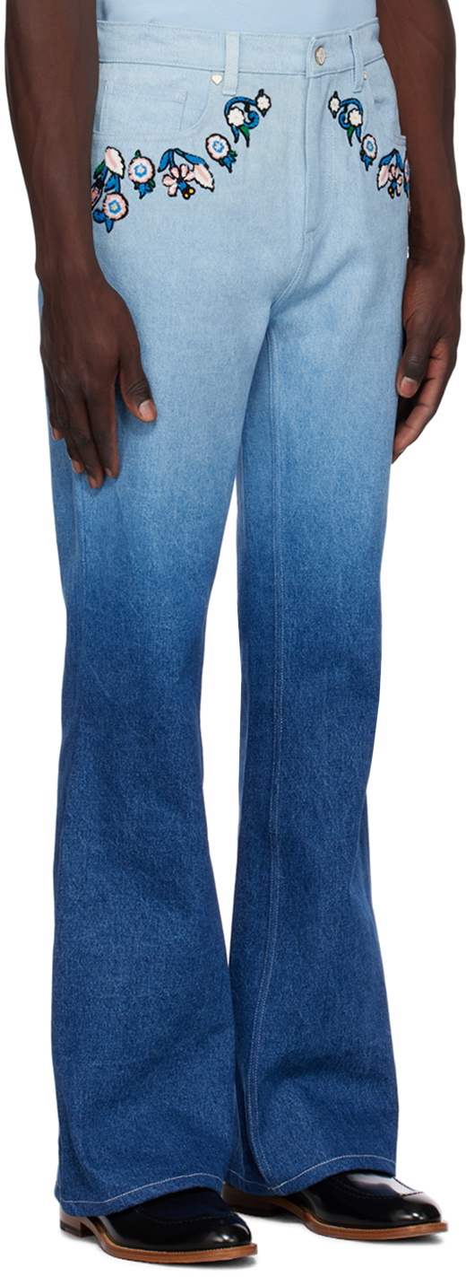 Casablanca Blue Embroidered Jeans Casablanca