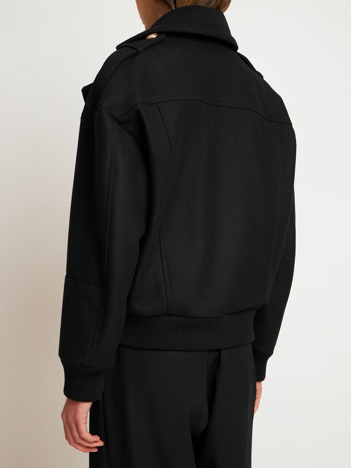 BALMAIN - Oversize Boiled Wool Zip Short Coat Balmain