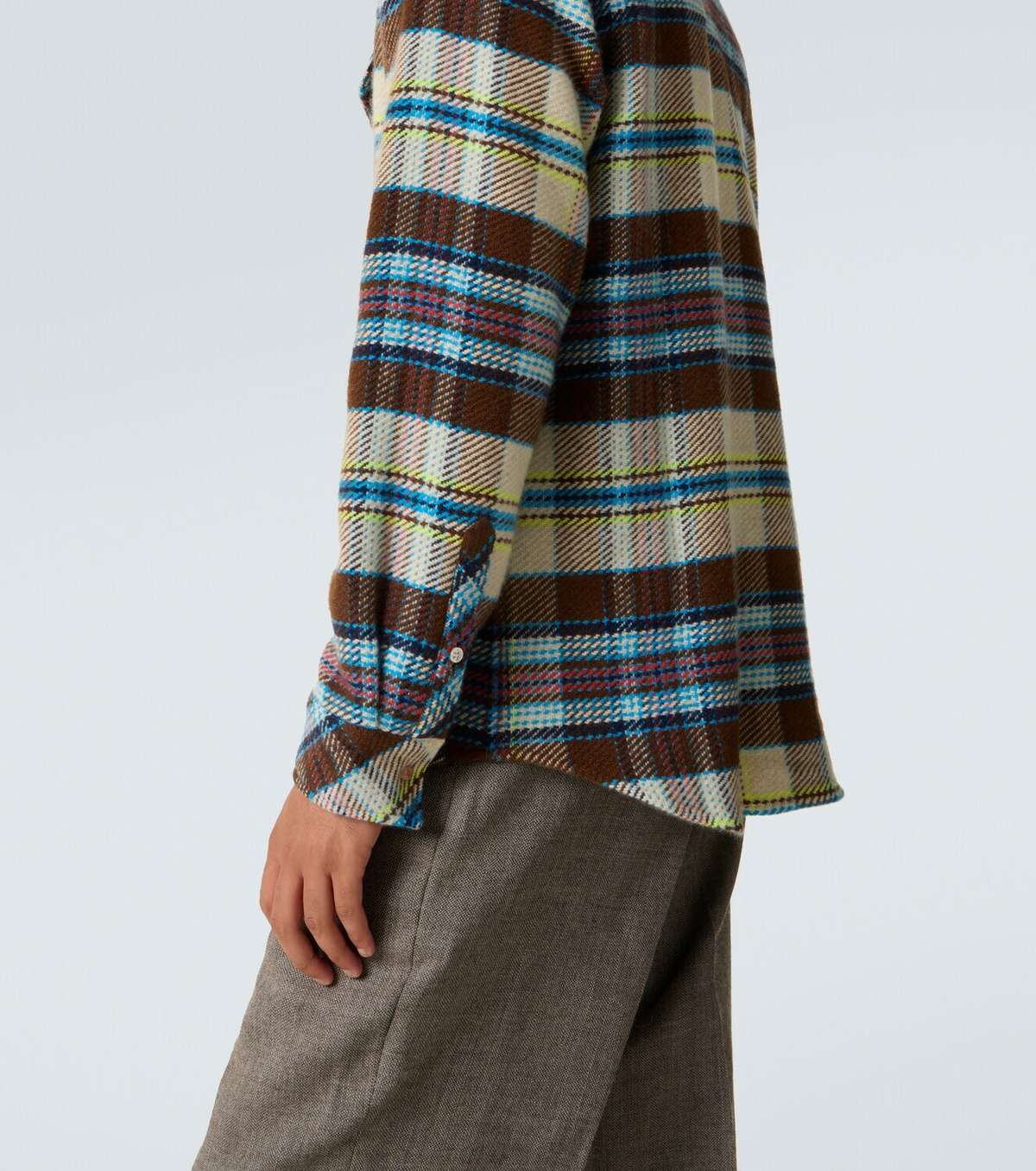 God's True Cashmere Plaid cashmere shirt with sunstone God's True Cashmere