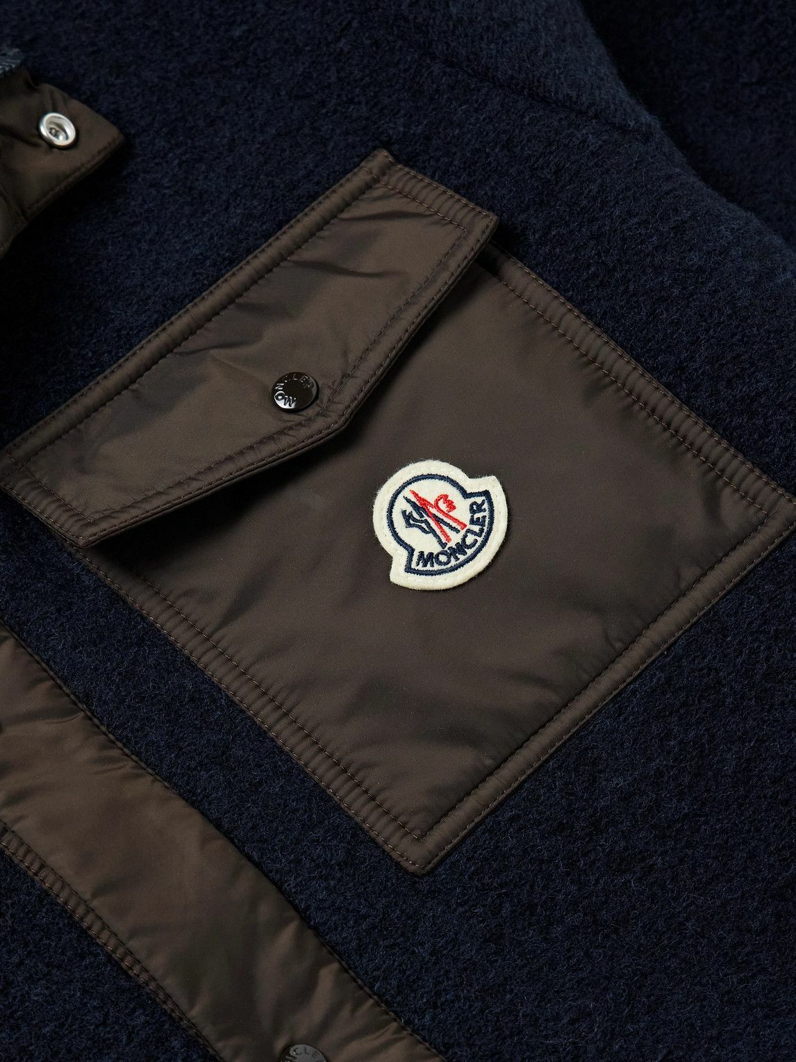 Moncler - Logo-Appliquéd Nylon-Trimmed Virgin Wool-Blend Fleece Jacket ...