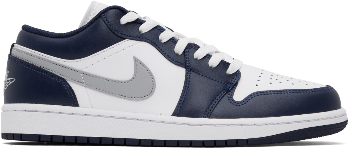 Nike Jordan White & Navy Air Jordan 1 Low Sneakers Nike Jordan Brand