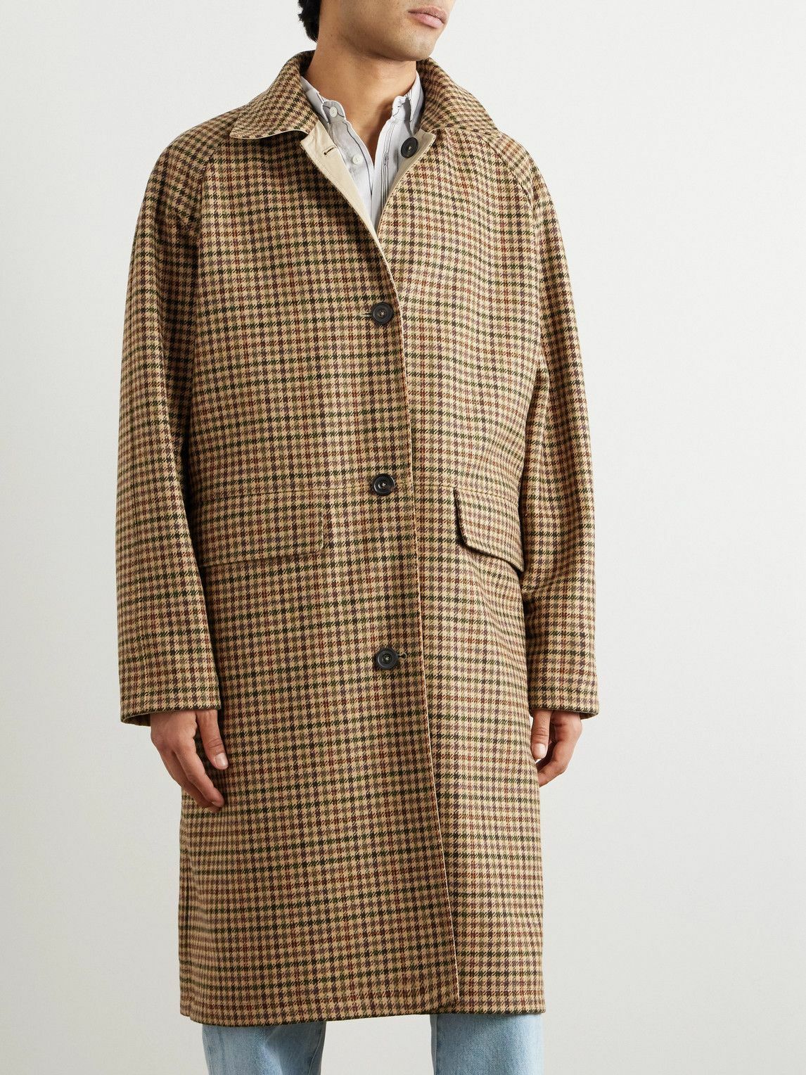 Drake's - Reversible Cotton-Twill and Houndstooth Wool Coat - Neutrals ...