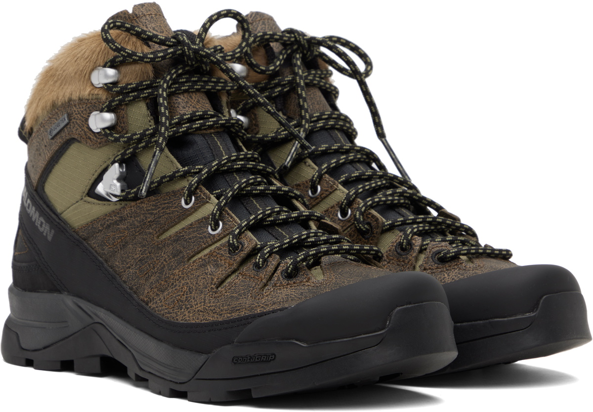 Salomon Khaki X-ALP Mid Distressed Leather GORE-TEX Boots Salomon