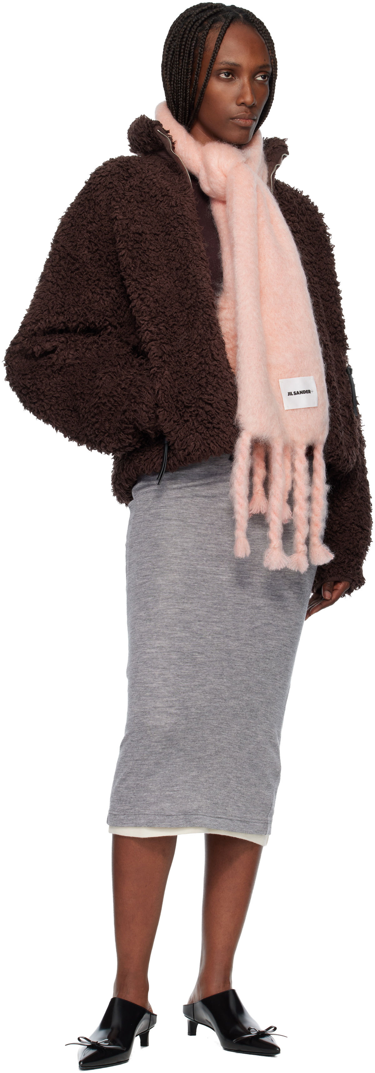 Jil Sander Brown Natural Cotton Faux-Shearling Jacket Jil Sander