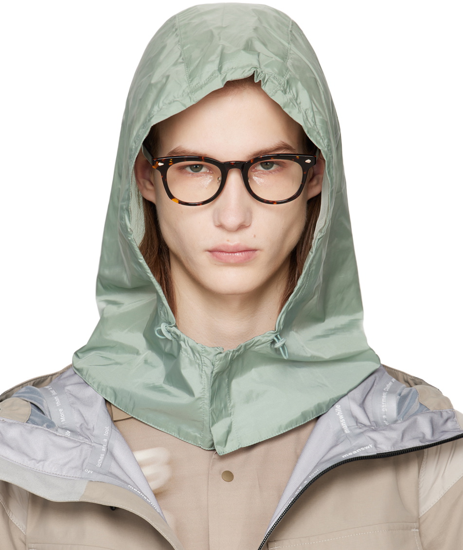 AMOMENTO Green Glossy Nylon Hood Snood AMOMENTO