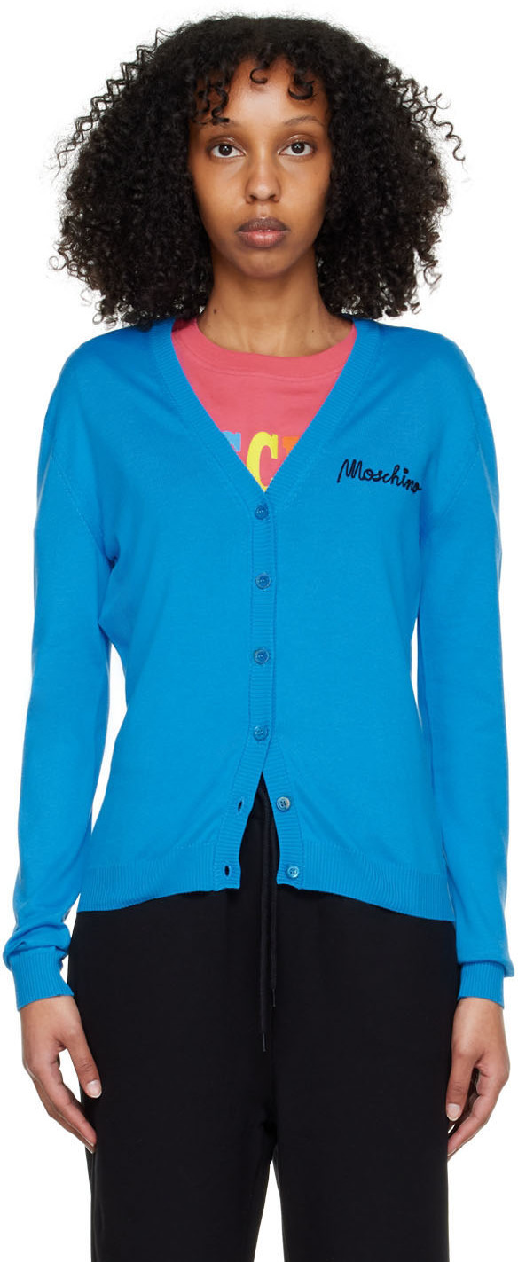 Moschino Blue Cotton Cardigan Moschino