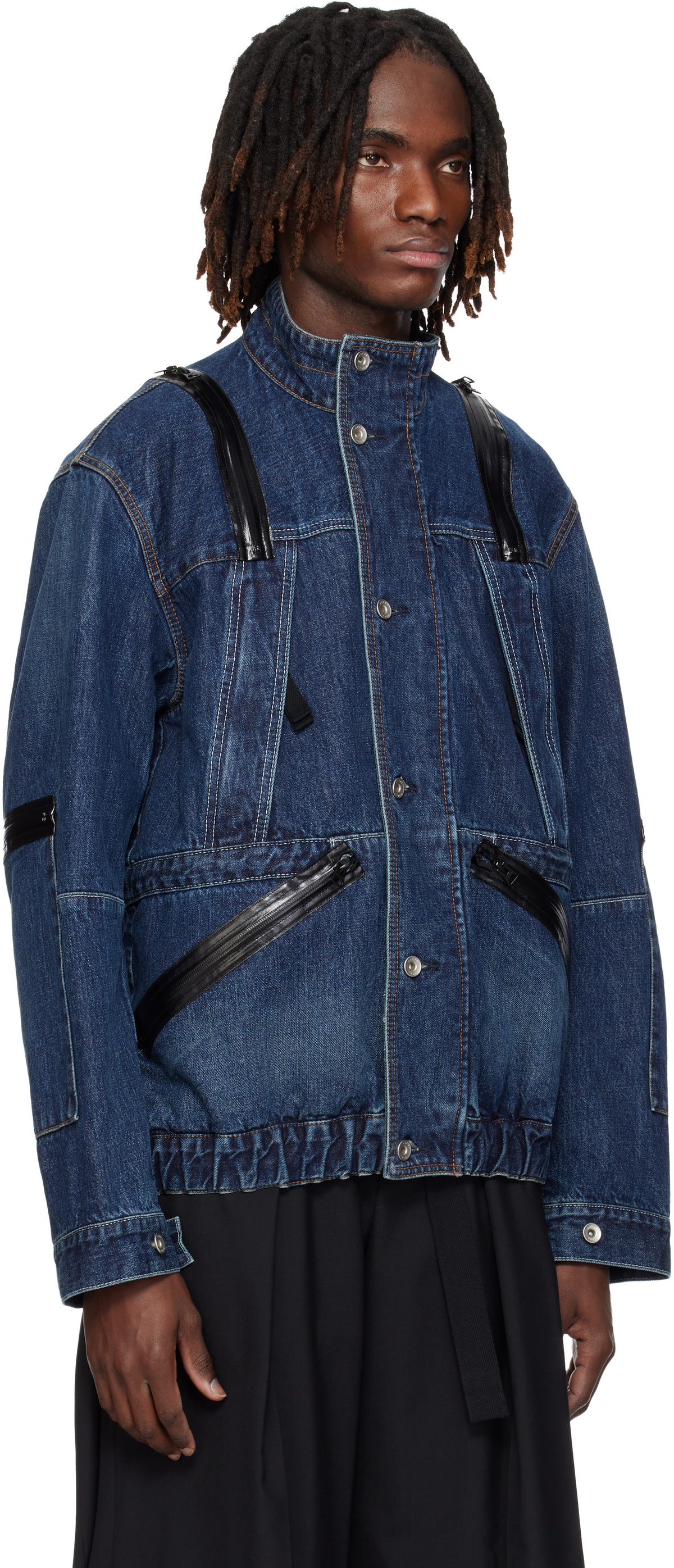 sacai Blue Blouson Denim Jacket Sacai