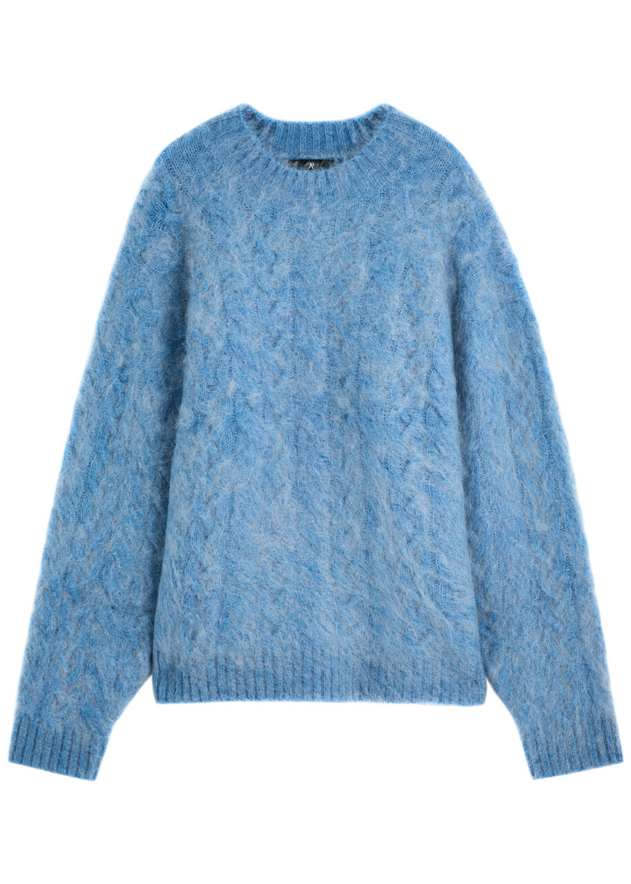 Represent Cable-knit Brushed Wool-blend Jumper Blue Represent